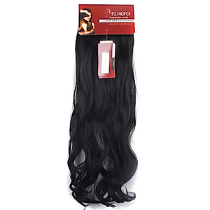 Lelinta 7Pcs 16 Clips 24 Inch Wavy Curly Full Head Clip in on Double Weft Hair Extensions, Dark Black, 24 Inch