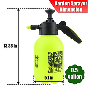 Sunnyglade Hand Held Garden Sprayer Portable Lawn Pressure Pump Sprayer Adjustable Nozzle Manual 1/2 Gallon