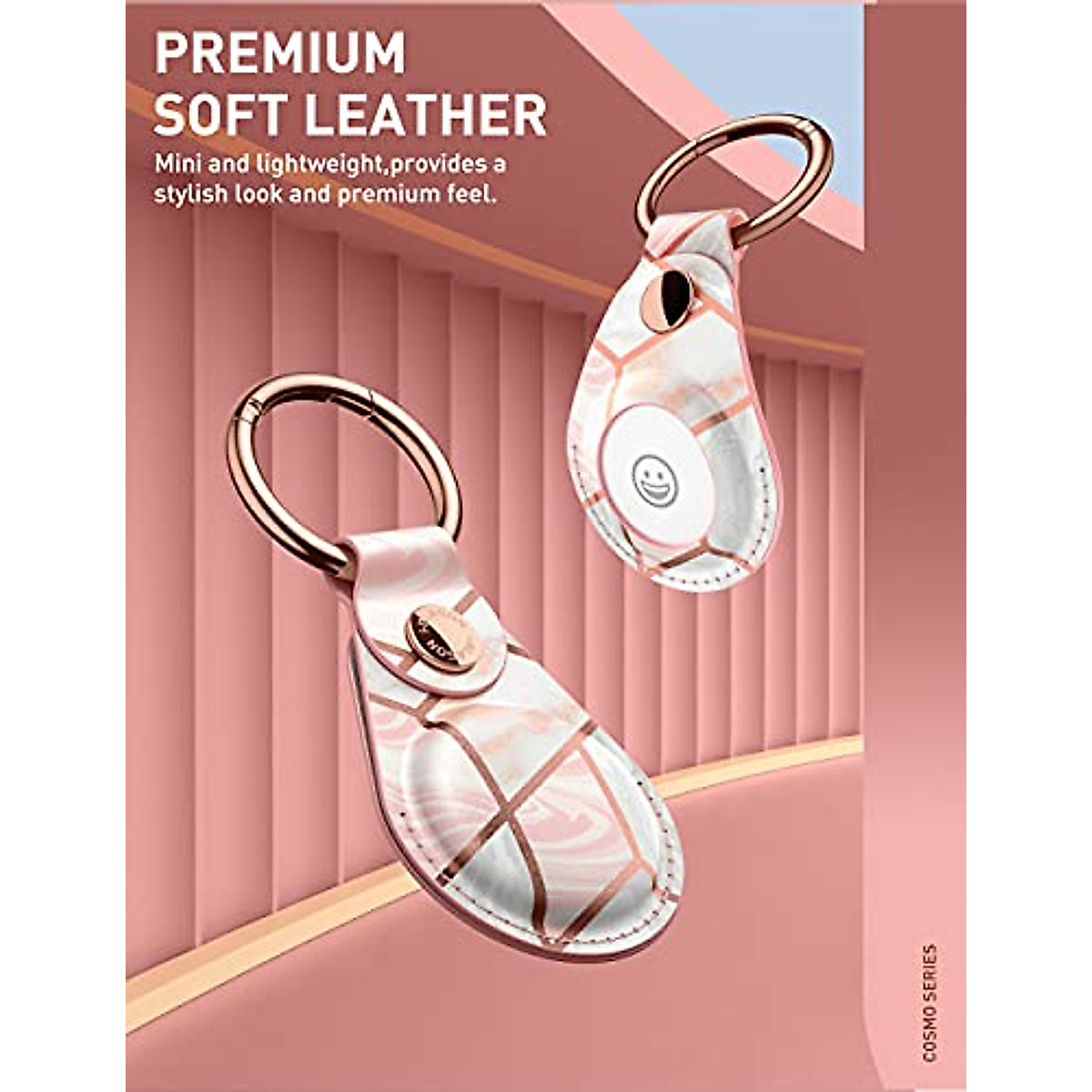 i-Blason Cosmo AirTag Keychain Case, Stylish Protective Case Holder with Keychain Ring for Apple AirTag 2021 (1 Pack Marble)