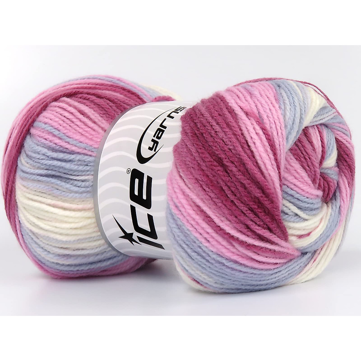 Lot of 4 x 100gr Skeins Ice Yarns Baby Batik Yarn Pink Shades Light Blue Shades White