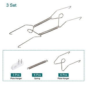 uxcell 3 Pieces Plate Hanger, 8 Inch Stainless Steel Invisible Wall Plate Hangers with 3Pcs Wall Hooks for Decorative Plates, Silver