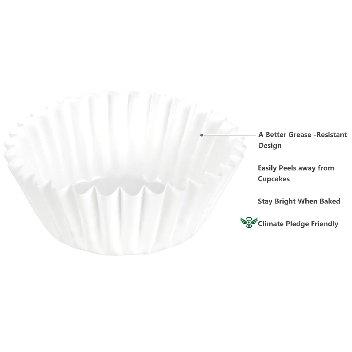 Caperci Heavy Duty Standard White Cupcake Liners 150 Counts - Grease-Resistant Paper Muffin Baking Cups, Odorless, No Muffin Pan Needed, Easily Peels (White)