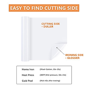 HTVVETUR White HTV Iron on Vinyl 12Inch by 35ft Heat Transfer Vinyl for T-Shirt HTV Rolls for All Cutter Machine - Easy to Cut & Weed (35ft, White)