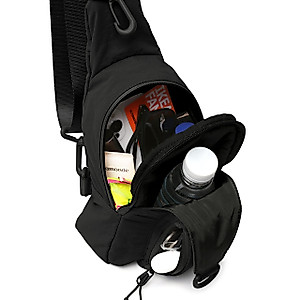 ODODOS Daily Sling Bag with Adjustable Straps Crossbody Chest Bag Lightweight Small Backpack for Casual Outdoor Traveling Hiking, Black