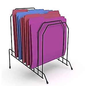 1InTheOffice Metal Incline Desktop File Sorter, 6 Compartments, Black (8 Compartments)