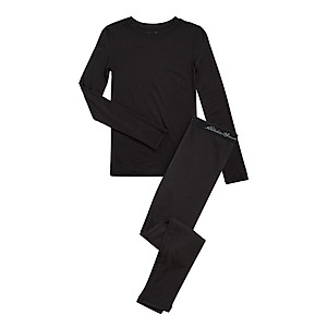 Eddie Bauer Thermal Underwear For Kids - 2 Piece Performance Base Layer Underwear Set For Boys and Girls (5-16), Size 10-12, Black