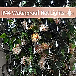 12ft x 5ft Christmas Lights Outdoor, 360 LED Net Lights with 8 Modes, Connectable, Plug in Bush Mesh Lights Christmas Fairy Twinkle Lights for Garden, Party, Xmas Tree Decorations (White)