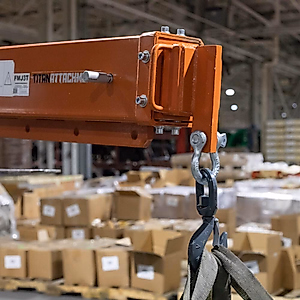 Titan Attachments Fork Mounted Jib Boom Crane Attachment, Manual Telescoping Boom Extends Up to 138â€, Pivots Up to 45 Degrees, 6,000 LB Lift Capacity, Two Swivel Hooks, Adjustable Hook Points