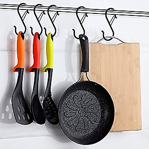 10 Pack Heavy Duty S Hooks for Hanging,3.5 inch Plant Hooks With Safety Buckle,S Shaped Hooks Kitchen Pot Rack Hooks Closet Hooks for Hanging Plants, Clothes, Kitchen Utensil, Pots and Pans, Bags