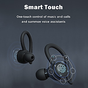 Orange Wireless Earbuds with Earhooks Running Ear Buds Bluetooth Workout Headphones in Ear Noise Cancellling Adjustable Small Mini Sleep Earphones with Mic Stereo Waterproof Android Headset for Sport
