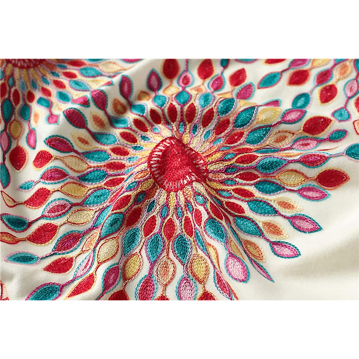 Urban CoCo Women's Embroidered Oversize Tassel Shawl Scarf Wraps for Women(Beige)