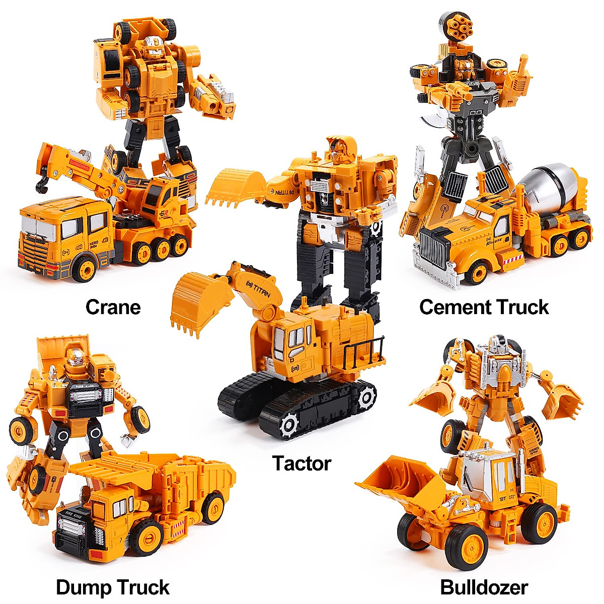 HOLYFUN 5 in 1 Transform Toys, Transform Construction Truck, Great Gift for 3 4 5 6 7 Years Old Kids, Boys and Girls