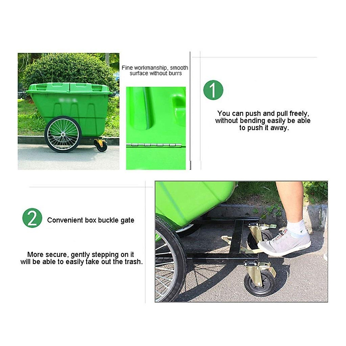 YBYB Trash can Garbage Bin Polyethylene Box Cart，Rollout Heavy-Duty Wheeled Trash/Garbage Can, 105.6-Gallon Recycling Bin (Color : Gray b, Size : 400L)