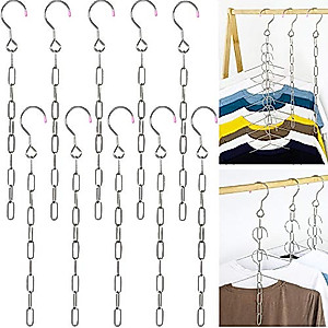 Falytemow Stainless Steel Space Saving Hanger Chains Magic Hangers Closet Space Saver Hanger Organizer Cascading Hangers Gain 80% More Space Set of 10