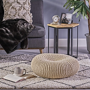 Christopher Knight Home Truda Knitted Cotton Donut Pouf, Dark Grey