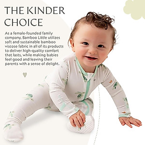 Turtle Footie for Baby - 95% Viscose from Bamboo, 5% Spandex - Soft Newborn Sleepwear, Baby Pajamas, Unisex Baby Clothes, Zipper Romper, Long Sleeve Footed Onesie - Turtle - Imported