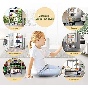 Catalina Creations Wire Shelving Rack，5-Shelf Storage Shelves, Chrome Metal Self, Heavy Duty Adjustable Steel Shelving Unit with 5-Shelf Liners for Garage, Kitchen, Office