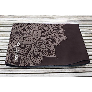 YOGA DESIGN LAB | Travel Yoga Mat | 2-in-1 Mat+Towel | Lightweight, Foldable, Eco Luxury | Ideal for Hot Yoga, Bikram, Pilates, Barre, Sweat | 1.5mm Thick | Includes Strap (Mandala Black, 1.5mm)