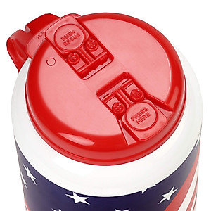 Plum Hill 100 Ounce Insulated USA Flag Mug with Handle and Flexible Straw with Flip Top Easy Pour Cap Keep Drinks Cold