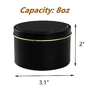 Frcctre 24 Pack Candle Tin, 8 Oz Black Metal Candle Jar with Lid, Bulk Candle Jar Candle Containers for DIY Candle Making, Arts, Crafts, Storage and Gifts