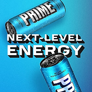 PRIME Energy BLUE RASPBERRY | Zero Sugar Energy Drink | Preworkout Energy | 200mg Caffeine with 355mg of Electrolytes and Coconut Water for Hydration| Vegan | Gluten Free |12 Fluid Ounce | 24 Pack