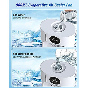 Portable Air Conditioners Fan, Skarif 900ml Evaporative Mini Air Conditioner with 7 Colors Light,3 Speeds Personal Air Conditioner,Personal Air Cooler with Humidifier for Room Bedroom Office (White)