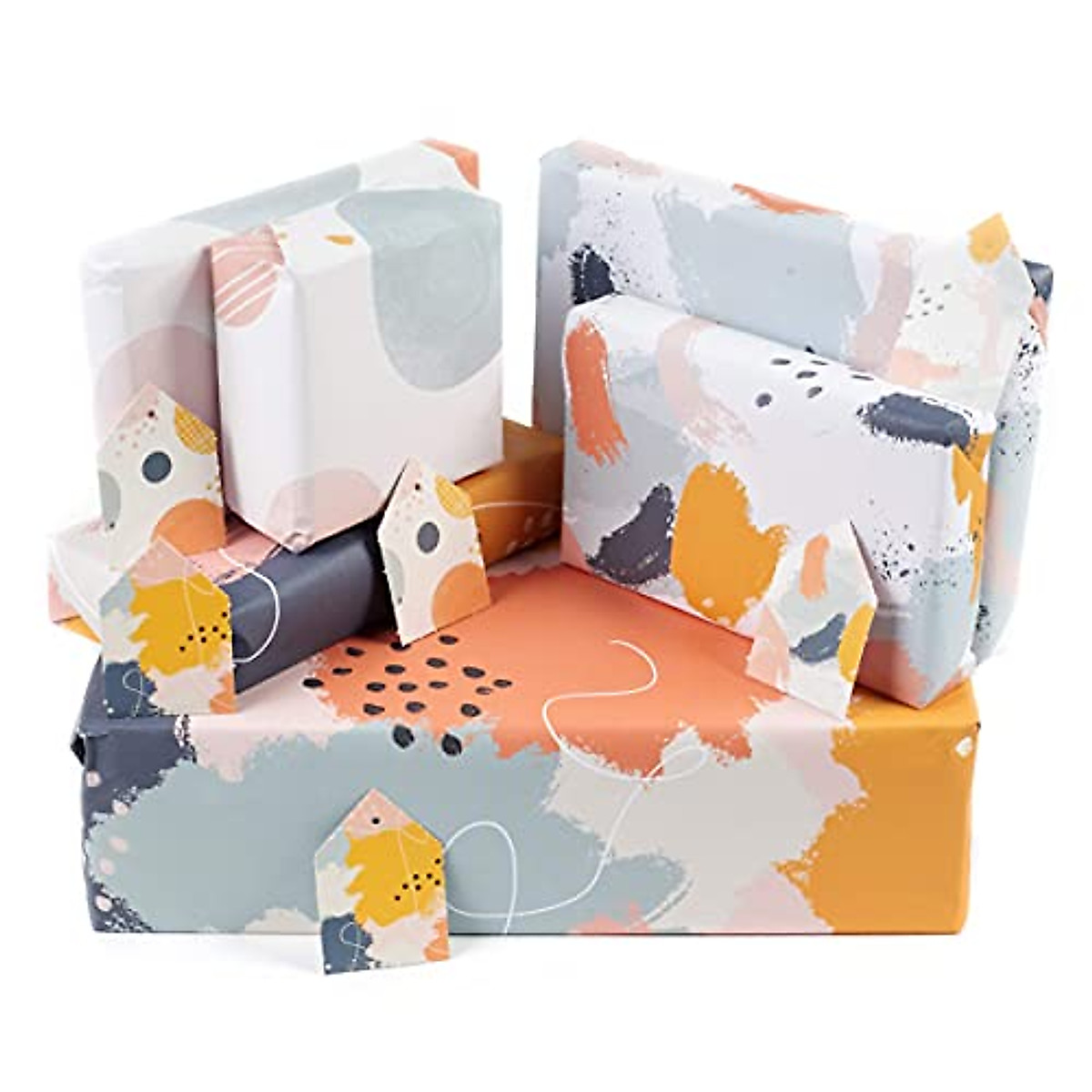 CENTRAL 23 Wrapping Paper - Multipack (x6) Sheets of Gift Wrap with Tags - Pastel Pink and Blue - For Men and Women - Recyclable