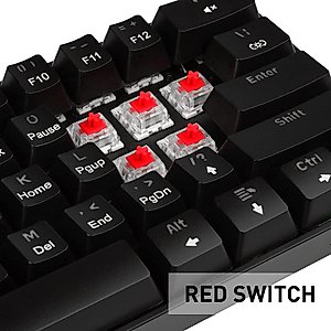 Havit 60 percent Mechanical Keyboard Mouse Combo, Wired 61 Keys Gaming LED Backlit Compact with Red Switches & 4800 DPI Programmable for Windows PC Laptop Gamers, Black (Renewed)