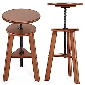 VISWIN 19"-26" H Wooden Adjustable Height Stool, Beech Wood Artist Stool for Drafting Table, Painting Stool for Artists, Adults, Wood Chair for Bar, Kitchen, Home Use, Office, Studio