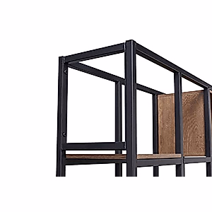 SAtcop Sleek Black Bookshelf Featuring MDF Screen Design and Steel Handles, Size: 35.43''x69.88'' for Home & Office