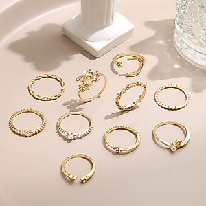 Gold Stacking Rings for Women Butterfly Knuckle Rings Snake Rings Moon Star Rings Heart Stacking Rings for Girls, Alloy, alloy