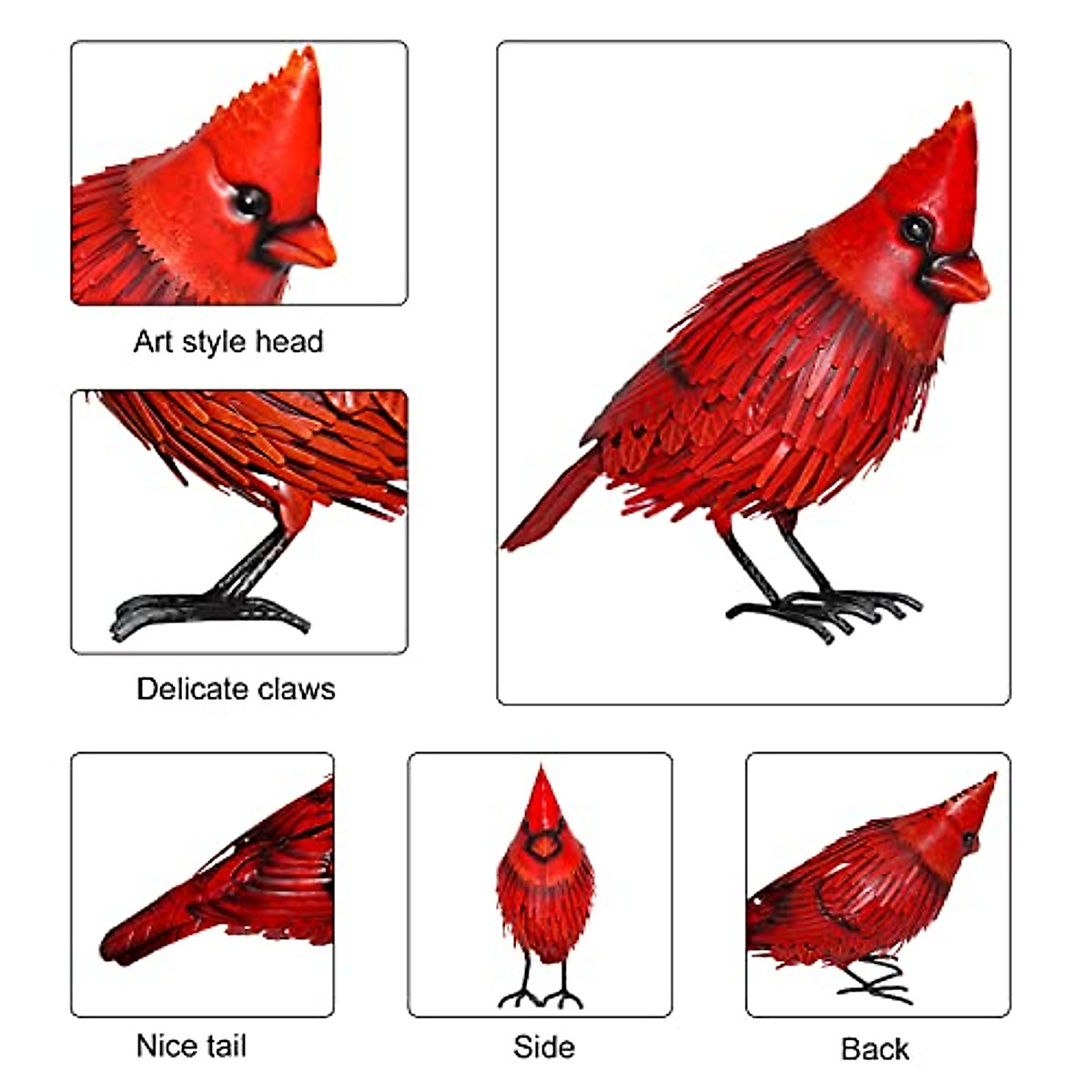 haitianxin Metal Cardinal Garden Decor Outdoor, Creative Large Red Bird Statue Yard Ornament, Cardinal Garden Decorations Yard Art for Patio Lawn Pathway Courtyard Vacation Holiday Collectible