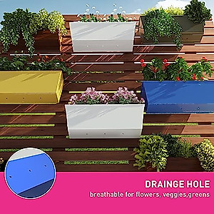 PINFENGJIAJU 24 Inch Metal Iron Hanging Planters 2 Pack, Large Rectangular Hanging Flower Pots with Detachble Hooks, Deck Rail Fence Balcony Hanging Planter Boxs with Drainage Holes(Shimmerry Brown)