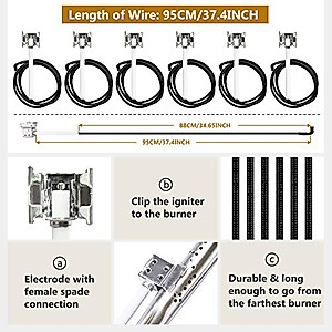 Grill Replacement Part For Nexgrill 720-0896B 720-0882A 720-0896 720-0925 720-0896C 720-0896E Gas Grill, 6-Pack Heat Plates Tent Shields Ignitors Grill Burner For Nexgrill 6 Burner 720-0896B