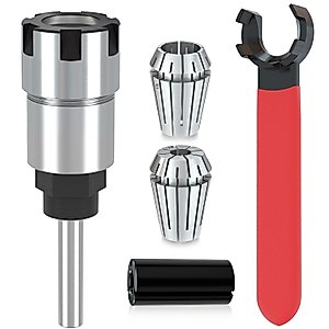 1/4 Inch Shank Router Bit Collet Extension Chuck Converter Adapter, Convert 1/2-Inch & 1/4-Inch Shank Bits with ER20 Spring Collet, Router Collet, ER20 M Type Collet Chuck Wrench Spanner -(Pack of 5)