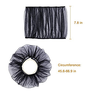 Filhome 2 Pieces Adjustable Bird Cage Cover, Birdcage Seed Catcher Nylon Mesh Net Cover, Soft Airy Cage Net Stretchy Skirt Guard for Parrot Parakeet Macaw Round Square Cage (Black/M)