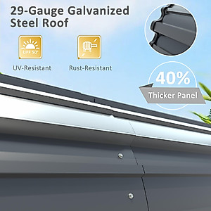 MUPATER 10' x 15' Heavy Duty Metal Carport Kit for Outdoor, Garage Car Shelter Shade with Metal Roof, Frame & Bolts for Car, Truck, Grey