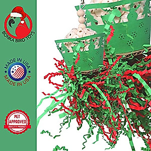 Bonka Bird Toys Merry Christmas Festival Small Bird Toy Natural Sola Chew Foraging Treat Cockatiels Parakeets Conures and Similar Birds (2454 Green)