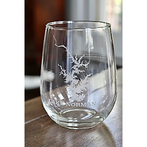 HullSpeed Designs Lake Norman - Set of 2 Stemless Wine Glasses - Laser Engraved