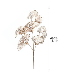CVPDI 4 Pack Ginkgo Leaves Decorations,Artificial Gold Leaves with Stems Indoor Outdoor Planter Vase Filler Home Garden Wedding Decor