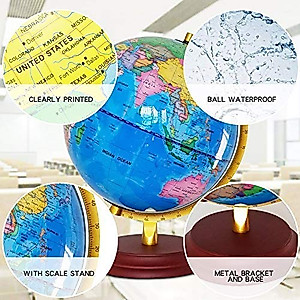 World Globe Great for Kids And Adults, 10 Inch Desk Classroom Decorative Globe with Stand, Learning Education Teaching Demo Home Office Desk Decoration