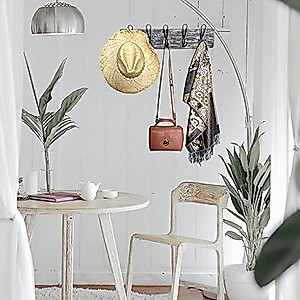 WRIGHTMART Wooden Coat Rack Wall Mounted with 5 Hanger Hook, for Porch, Kitchen, Bedroom, Hallway, Antique Farmhouse Rustic Character, Mahogany Wood, (Aged Whitewash Bronze Hook)