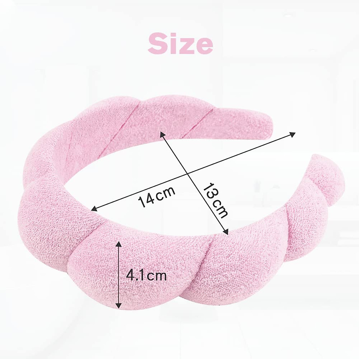 URAQT Spa Headband for Women, Non Slip Puffy Makeup Headband Soft Absorbent Sponge Terry Towel Cloth Fabric Head Band, Thick Padded Hair Hoops Bubble Headband for Face Washing, Skincare, Facial Mask