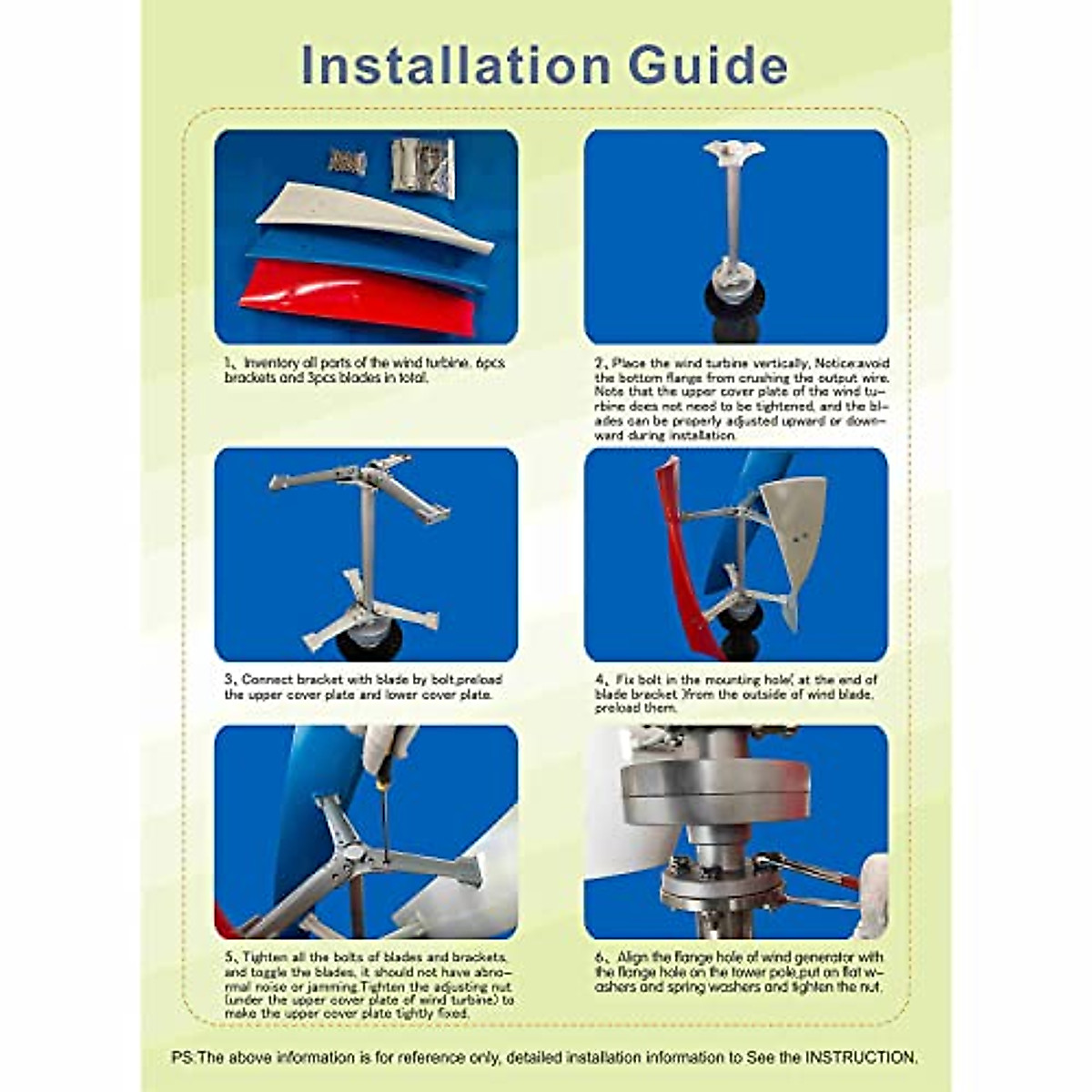 Wind Turbine Wind Generator Kit, 3 Blades Wind Turbine with Controller 400W 24V DC, Portable Vertical Helix Wind Power Turbine Generator Kit Wind Generator Windmill for Home Garden Boat White，Red，Blue