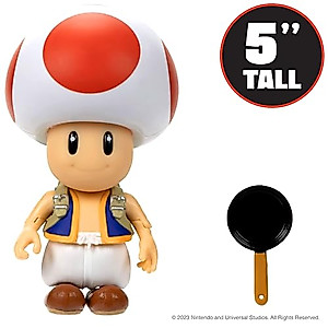 THE SUPER MARIO BROS. MOVIE - 5 Inch Action Figures Series 1 – Toad Figure with Frying Pan Accessory
