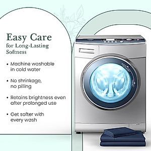 Feather & Stitch 500 TC Twin Size Damask Bed Sheet Set, 100% Cotton Soft Breathable Bedsheets, 3 Piece 18" Deep Pockets Sateen Weave Striped Bedding Mattress Resort Hotel Luxury- (Dark Blue, Twin)