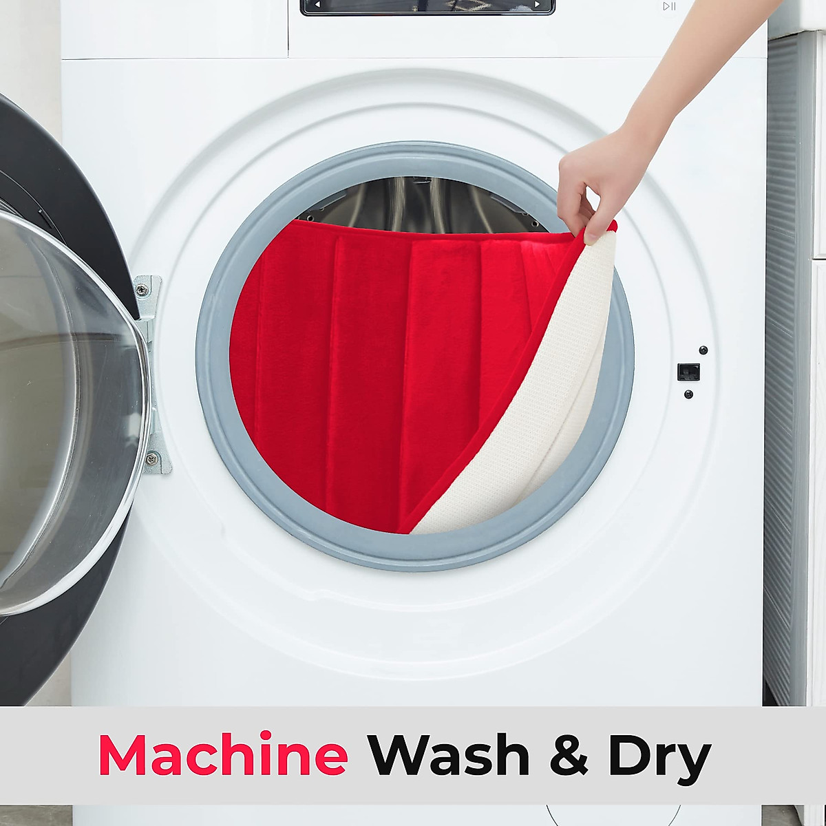 Yafa Home Fashion 2 Piece Striped Design Embossed Solid Color Memory Foam Soft Bathroom Rug Set Non-Slip PVC Backing