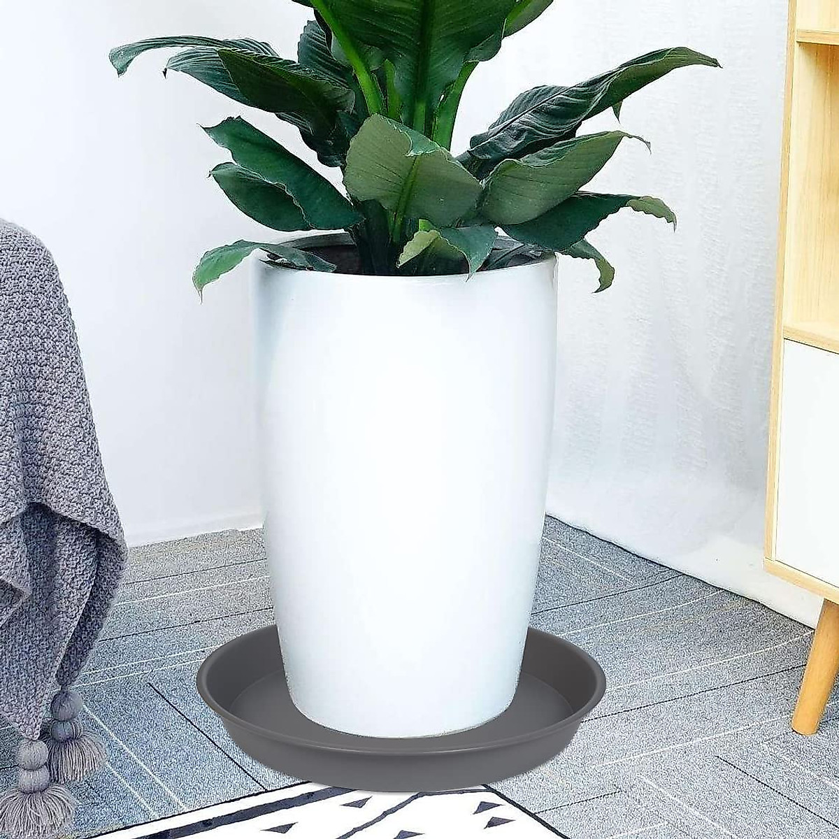 Angde 2 Pack of Plant Saucer 16 17 inch, Plastic Plant Saucers 17" Round, Flower Trays for Indoors Outdoor, Plant Drip Trays for Pots, Plant Water Tray for Planter 14-18" (17", Gray)