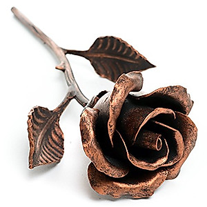 Handcrafted Metal Rose (Copper Stained) - Romantic Anniversary Flower