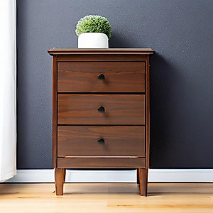 Walker Edison Traditional Wood 3 Drawer Nightstand Side Table Bedroom Storage Drawer and Shelf Bedside End Table, 18 Inch, Walnut